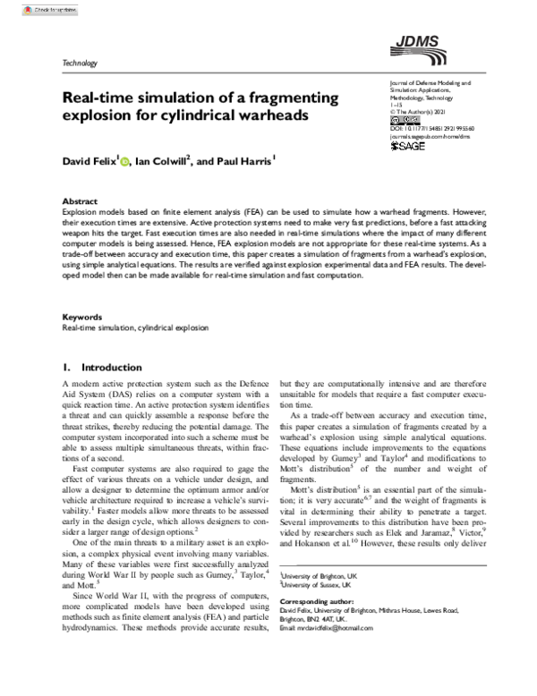 (PDF) Real-time simulation of a fragmenting explosion for cylindrical ...
