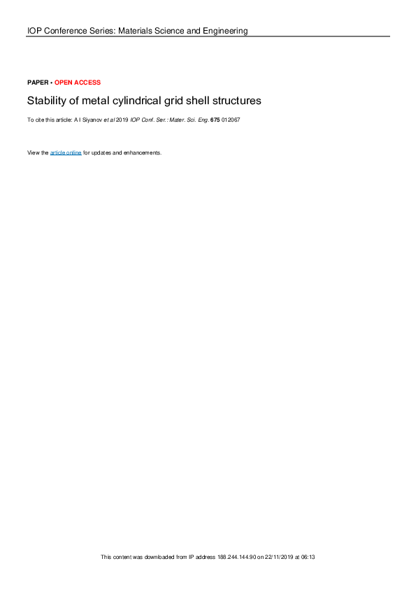(PDF) Stability of metal cylindrical grid shell structures Stability of ...