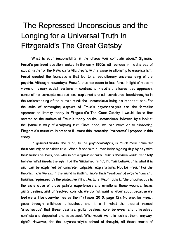 (PDF) The Repressed Unconscious and the Longing for a Universal Truth ...