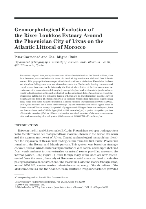 (PDF) Geomorphological evolution of the River Loukkos estuary around ...