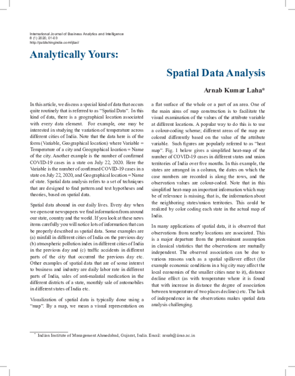 (PDF) Analytically Yours: Spatial Data Analysis