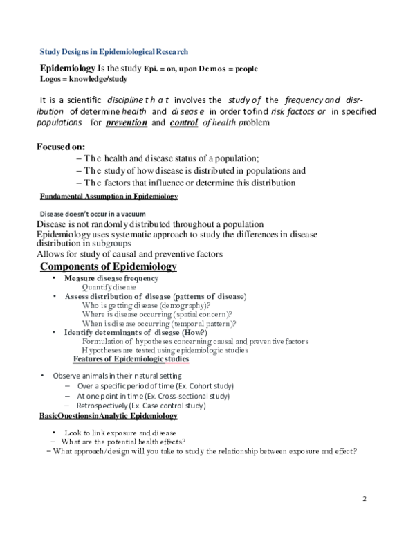 (PDF) Study Designs in Epidemiological Research