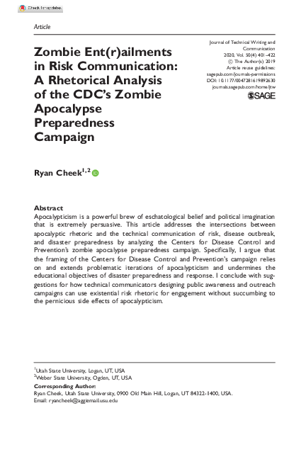 (PDF) Zombie Ent(r)ailments in Risk Communication: A Rhetorical ...