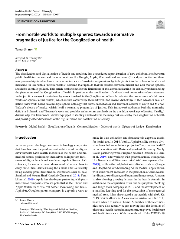 (PDF) From hostile worlds to multiple spheres: towards a normative ...