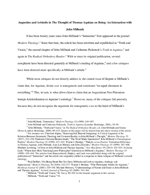 (PDF) Augustine and Aristotle in The Thought of Thomas Aquinas on Being ...