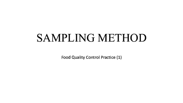 (PPT) Food Sampling Method