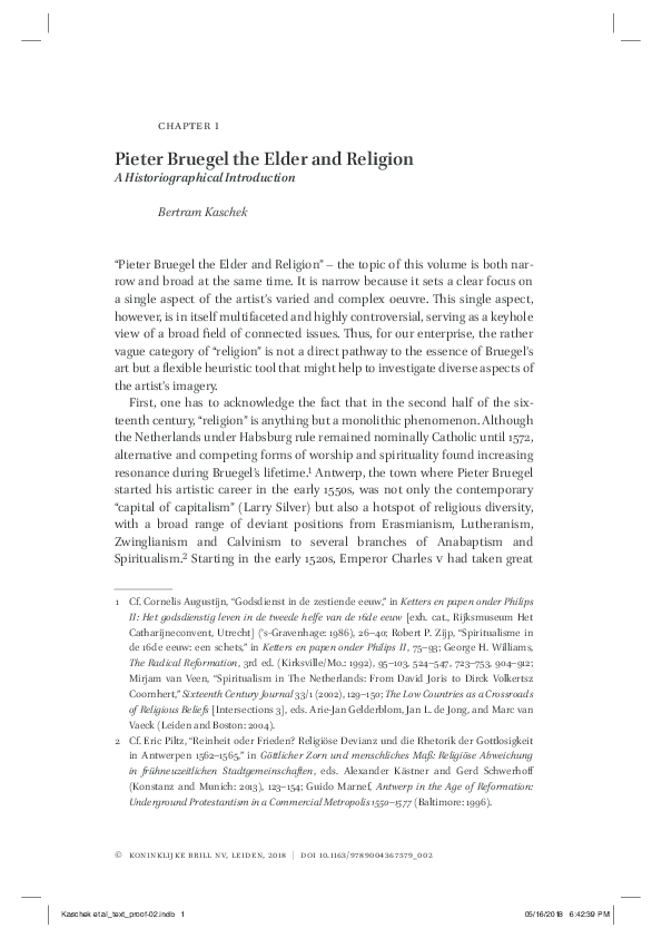 (PDF) Pieter Bruegel the Elder and Religion. A Historiographical ...