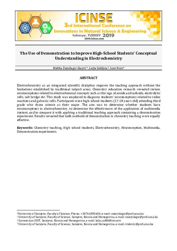 (PDF) The Use of Demonstration to Improve High-School Students' Conceptual Understanding in ...