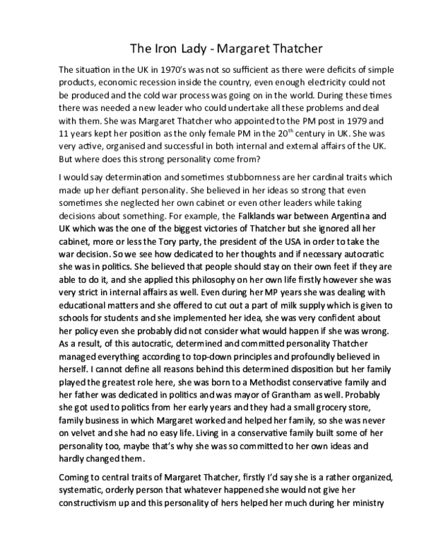 (DOC) The Iron Lady -Margaret Thatcher