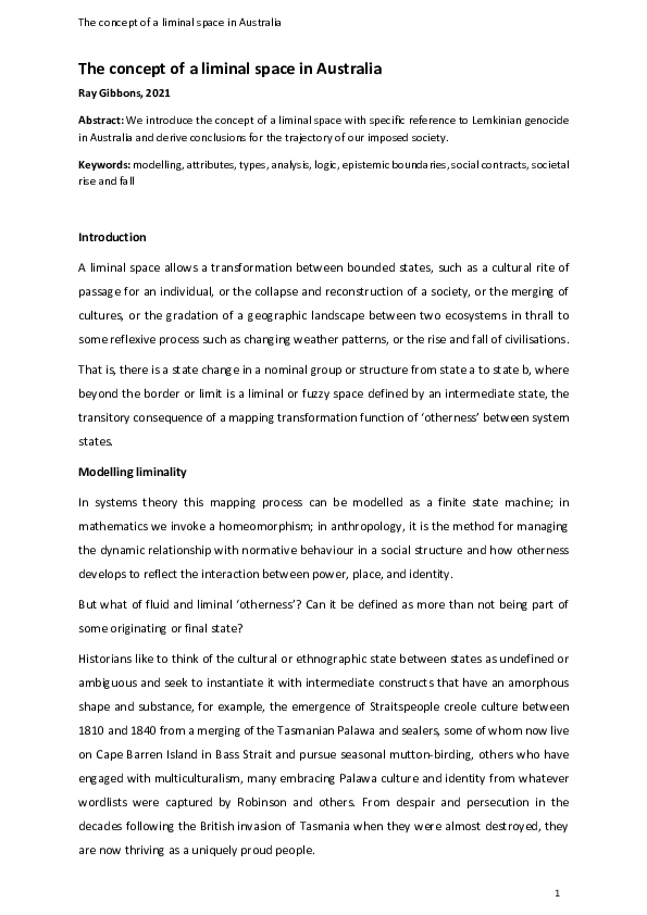 (PDF) The concept of a liminal space in Australia The concept of a ...