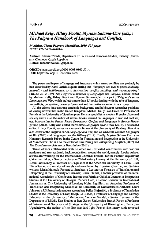 (PDF) Michael Kelly, Hilary Footitt, Myriam Salama-Carr (eds.): The ...