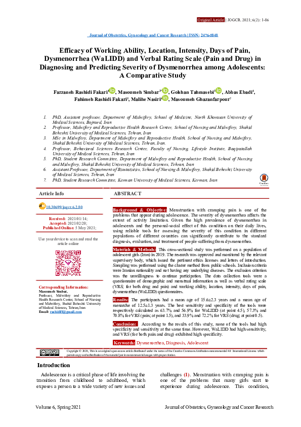 (DOC) Efficacy of Working Ability, Location, Intensity, Days of Pain ...