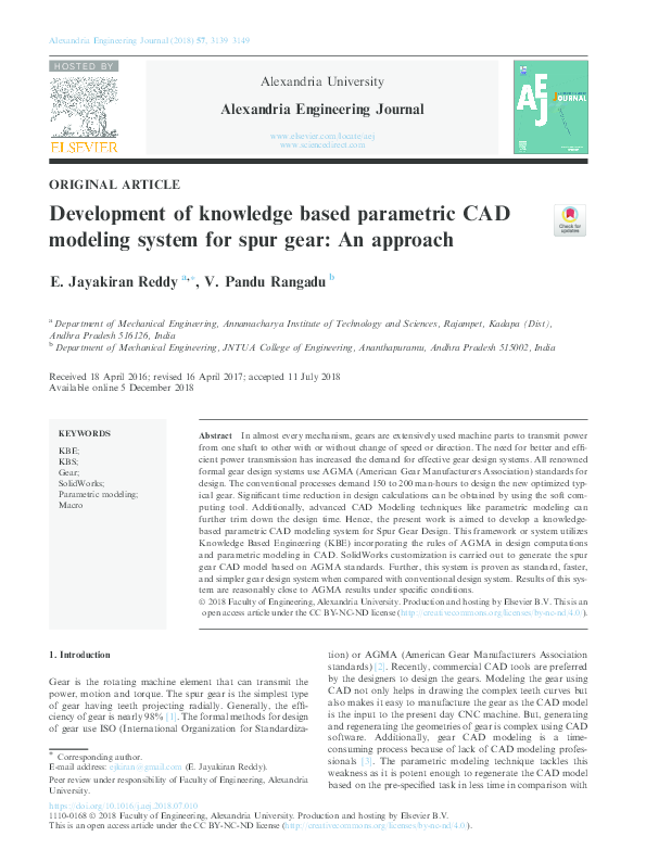 Pdf Development Of Knowledge Based Parametric Cad Modeling System For Spur Gear An Approach