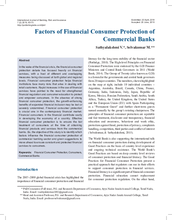 (PDF) Factors of Financial Consumer Protection of Commercial Banks