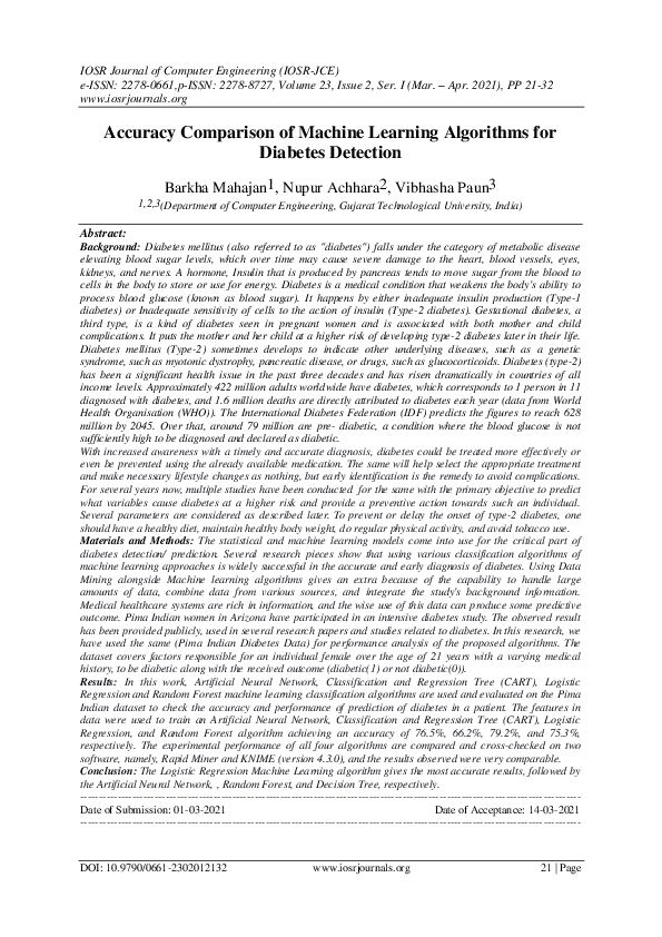 (PDF) Accuracy Comparison of Machine Learning Algorithms for Diabetes ...