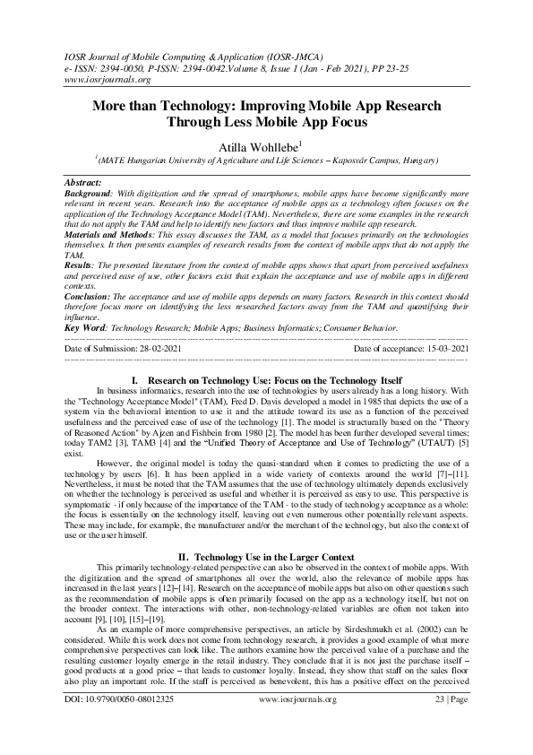 (PDF) More than Technology: Improving Mobile App Research Through Less ...