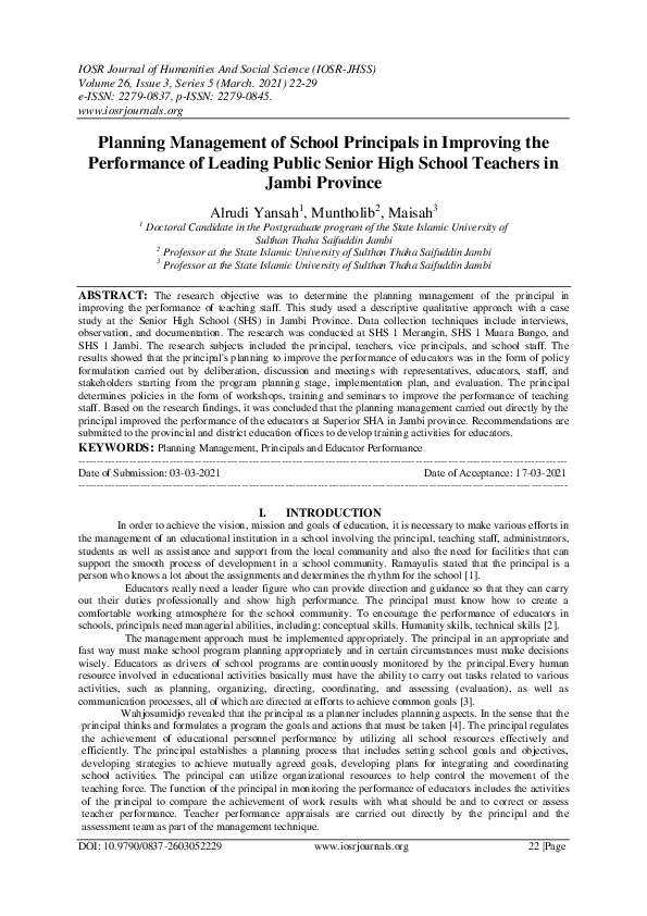 (PDF) Planning Management of School Principals in Improving the ...