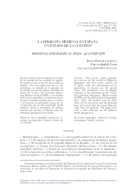 (PDF) La Epigrafía medieval en España: un estado de la cuestión ...