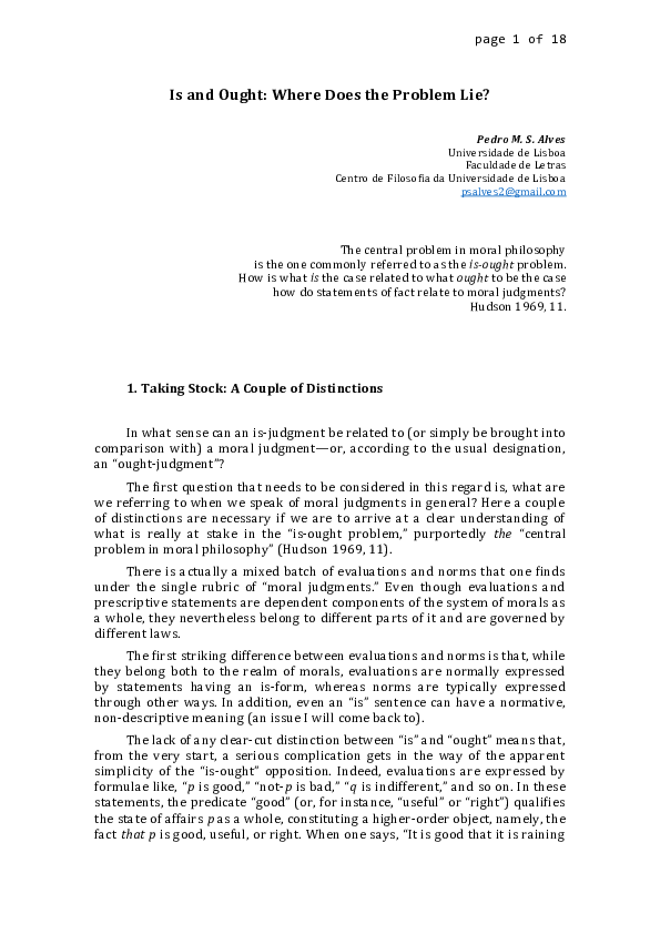 (DOC) Is and Ought: Where Does the Problem Lie?