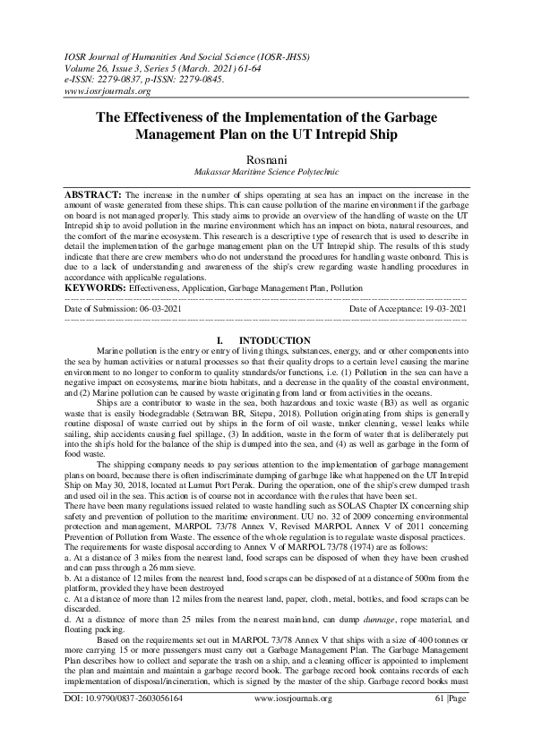 (PDF) The Effectiveness of the Implementation of the Garbage Management ...