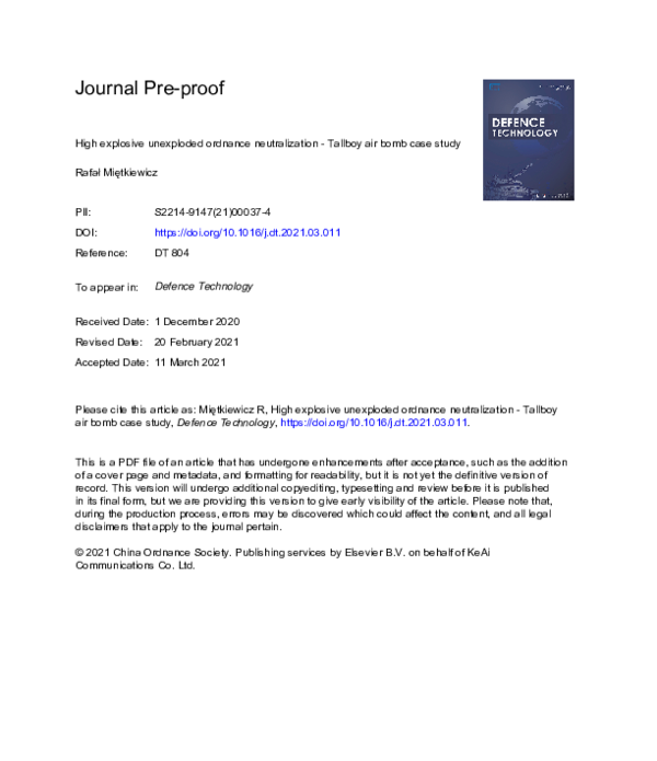 (PDF) Journal Pre-proof High explosive unexploded ordnance ...