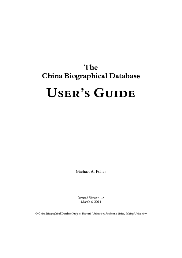 (PDF) The China Biographical Database