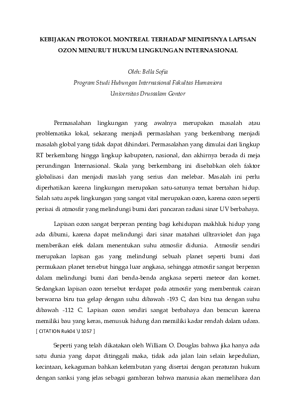 (DOC) KEBIJAKAN PROTOKOL MONTREAL TERHADAP MENIPISNYA LAPISAN OZON ...