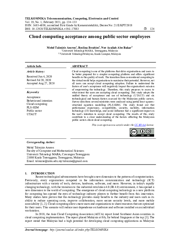 (PDF) Cloud computing acceptance among public sector employees