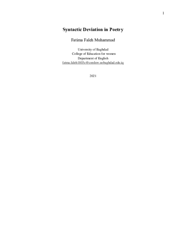 (PDF) Syntactic Deviation in Poetry