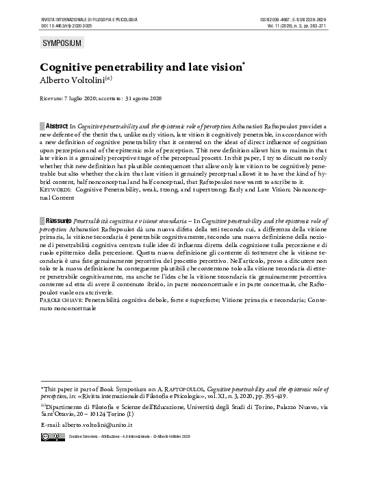 (PDF) Cognitive penetrability and late vision