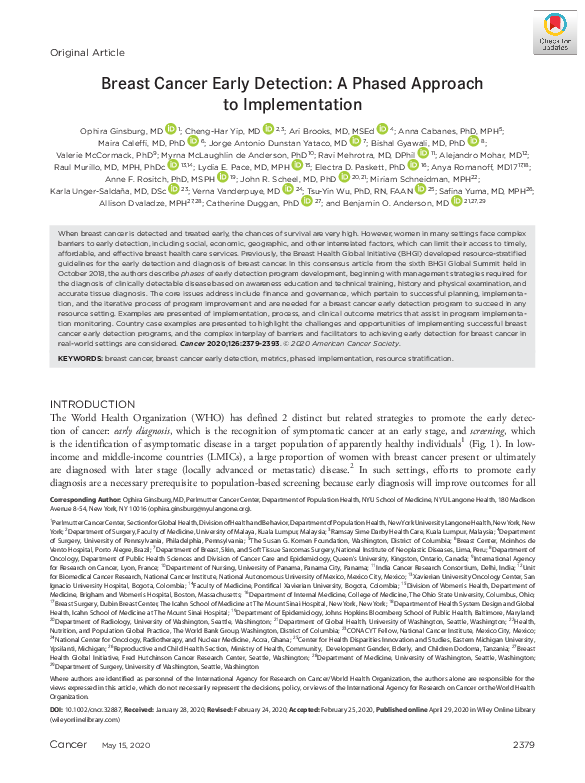 (PDF) Breast Cancer Early Detection: A Phased Approach to Implementation