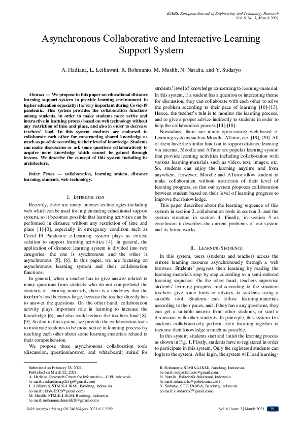 (PDF) Asynchronous Collaborative and Interactive Learning Support System