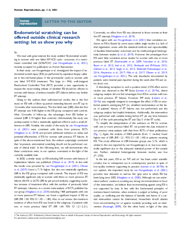 (PDF) Endometrial scratching can be offered outside clinical research ...
