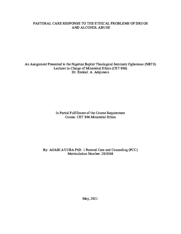 (PDF) .1 Pastoral Response to the Menace of Drug Abuse