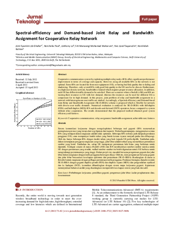 (PDF) Spectral-efficiency and Demand-based Joint Relay and Bandwidth Assignment for Cooperative ...