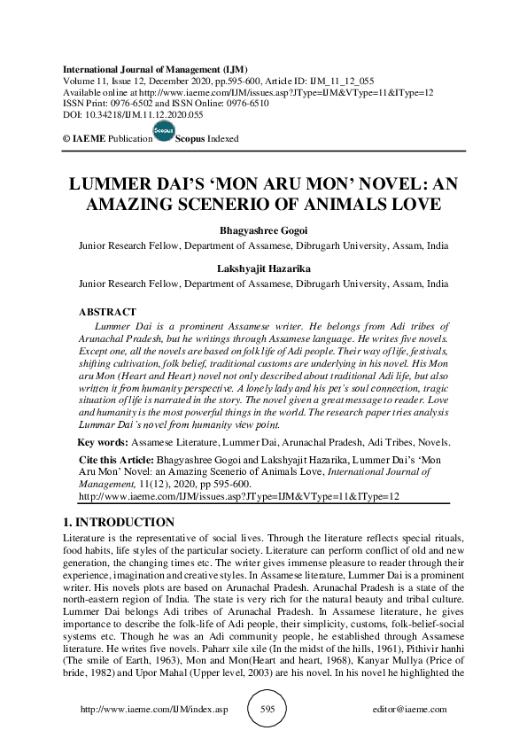 (PDF) LUMMER DAI’S ‘MON ARU MON’ NOVEL: AN AMAZING SCENERIO OF ANIMALS LOVE