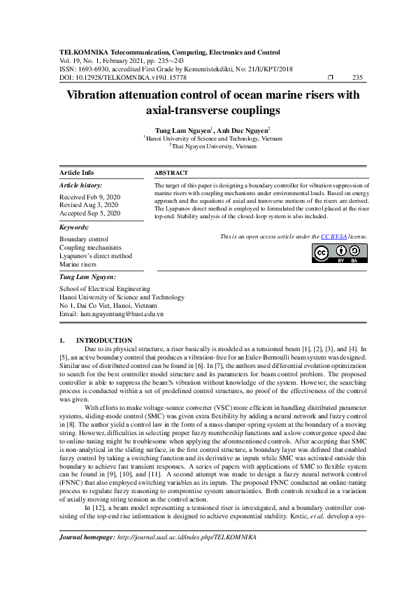 (PDF) Vibration attenuation control of ocean marine risers with axial ...