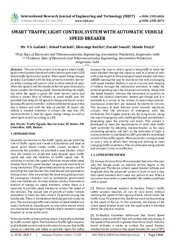 (PDF) IRJET- SMART TRAFFIC LIGHT CONTROL SYSTEM WITH AUTOMATIC VEHICLE ...