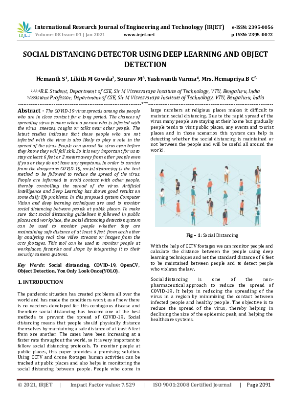 (PDF) IRJET- SOCIAL DISTANCING DETECTOR USING DEEP LEARNING AND OBJECT DETECTION