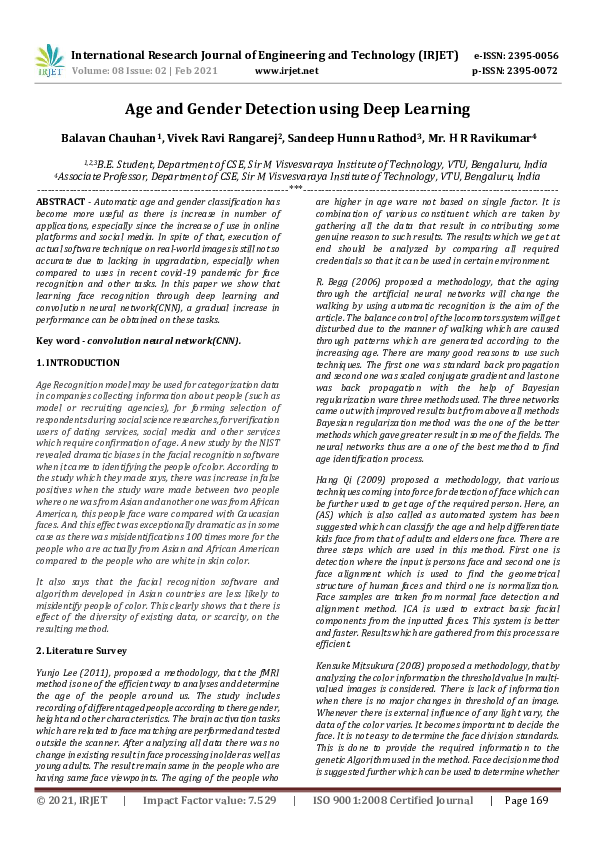 Pdf Irjet Age And Gender Detection Using Deep Learning