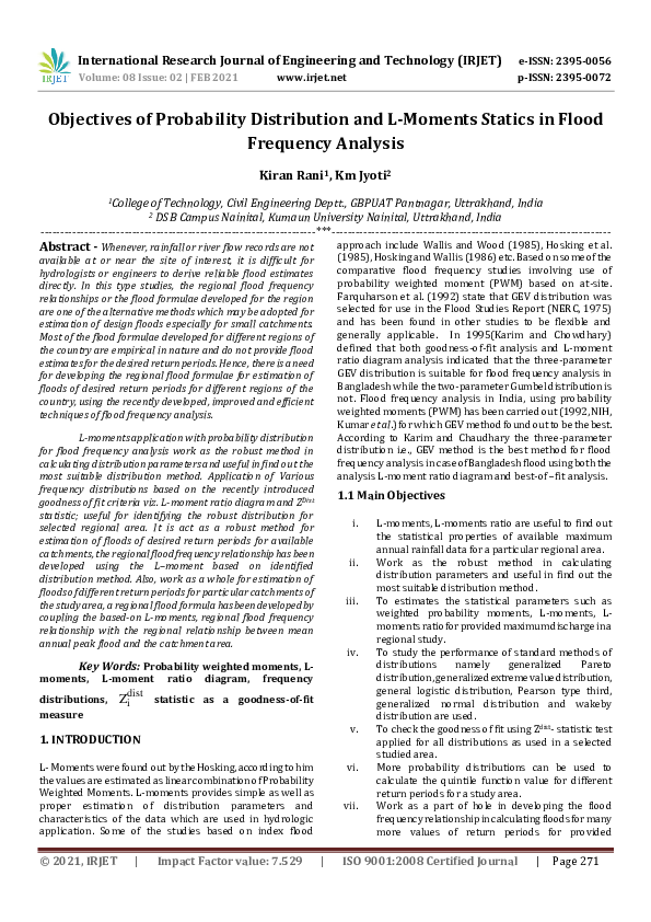 (PDF) IRJET- Objectives of Probability Distribution and L-Moments ...
