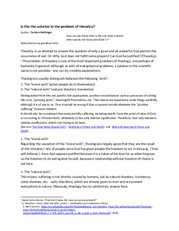 (PDF) Is this the solution to the problem of theodicy?