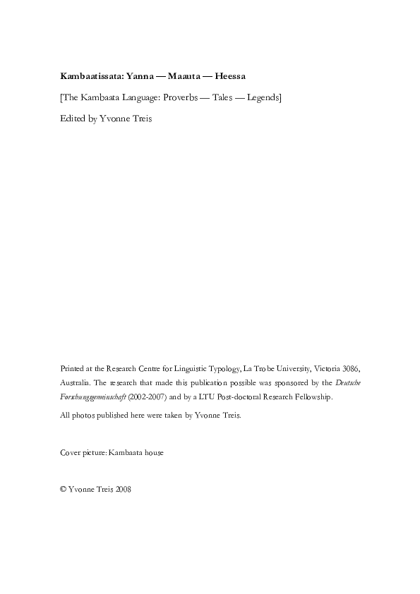 (PDF) Kambaatissata: Yanna, Maauta, Heessa [The Kambaata Language ...