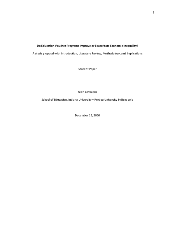 (PDF) Do Education Voucher Programs Improve or Exacerbate Economic ...