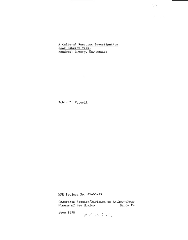 (PDF) A cultural resource investigation near Cabezon Peak, Sandoval ...