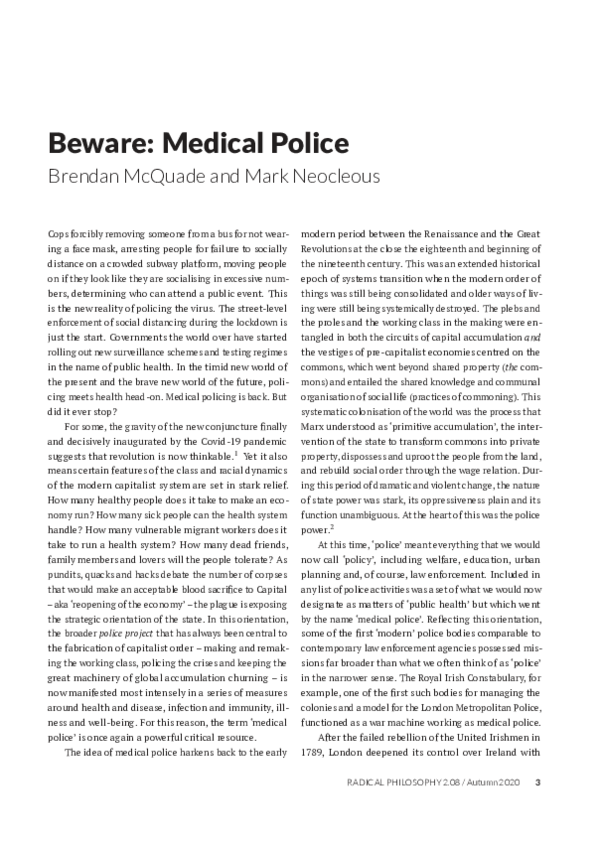 (PDF) Beware: Medical Police