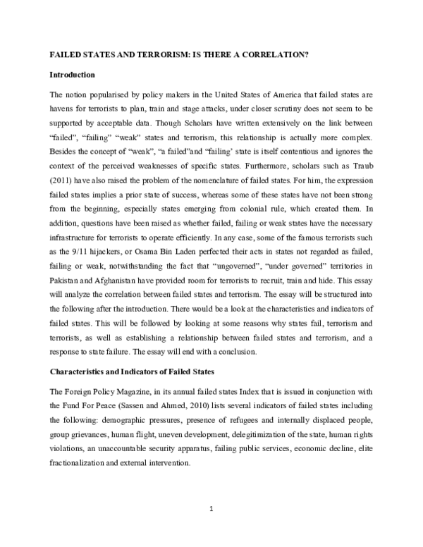 (DOC) FAILED STATES AND TERRORISM: IS THERE A CORRELATION?