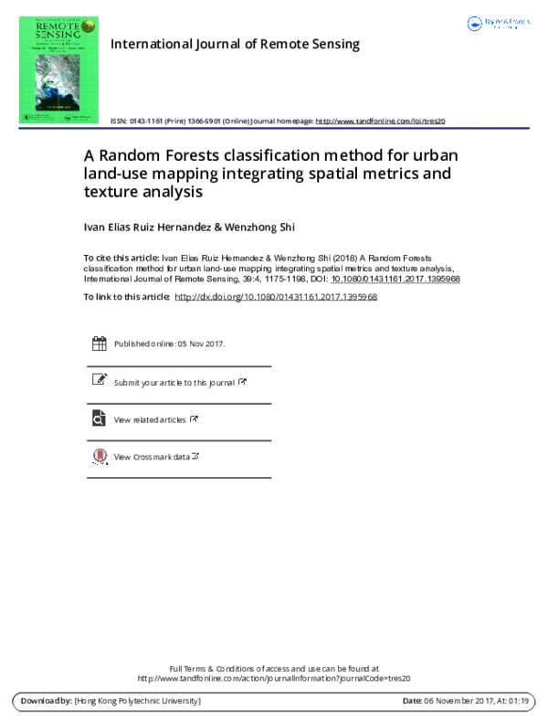 (PDF) A Random Forests classification method for urban land-use mapping integrating spatial ...