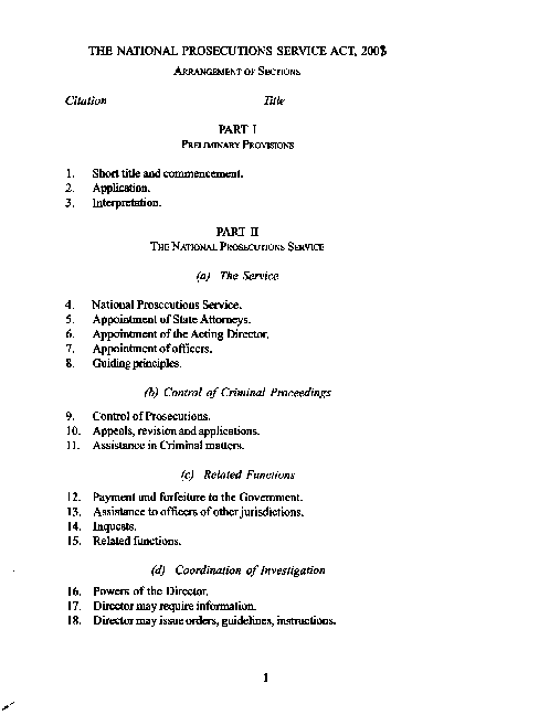 (PDF) THE NATIONAL PROSECUTIONS SERVICE ACT, 200~ ARRANGEMENT OF ...