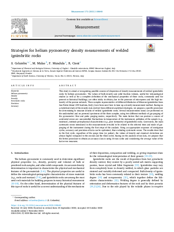 (PDF) Strategies for helium pycnometry density measurements of welded ...
